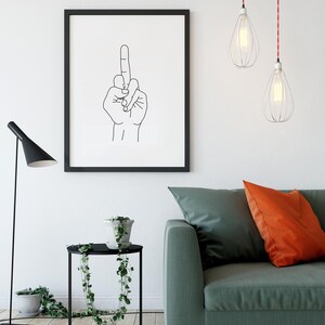 Middle Finger Line Art Print: Edgy Hand Gesture (digital Download) - Etsy
