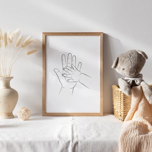 Mother and Baby Art. Hand Line Drawing. Holding Baby Hand Line Art ...