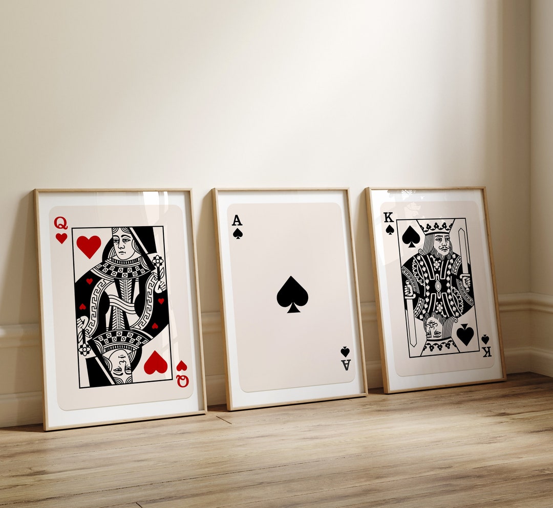 Retro Playing Card Poster Set: Ace, Queen, King (digital Download ...