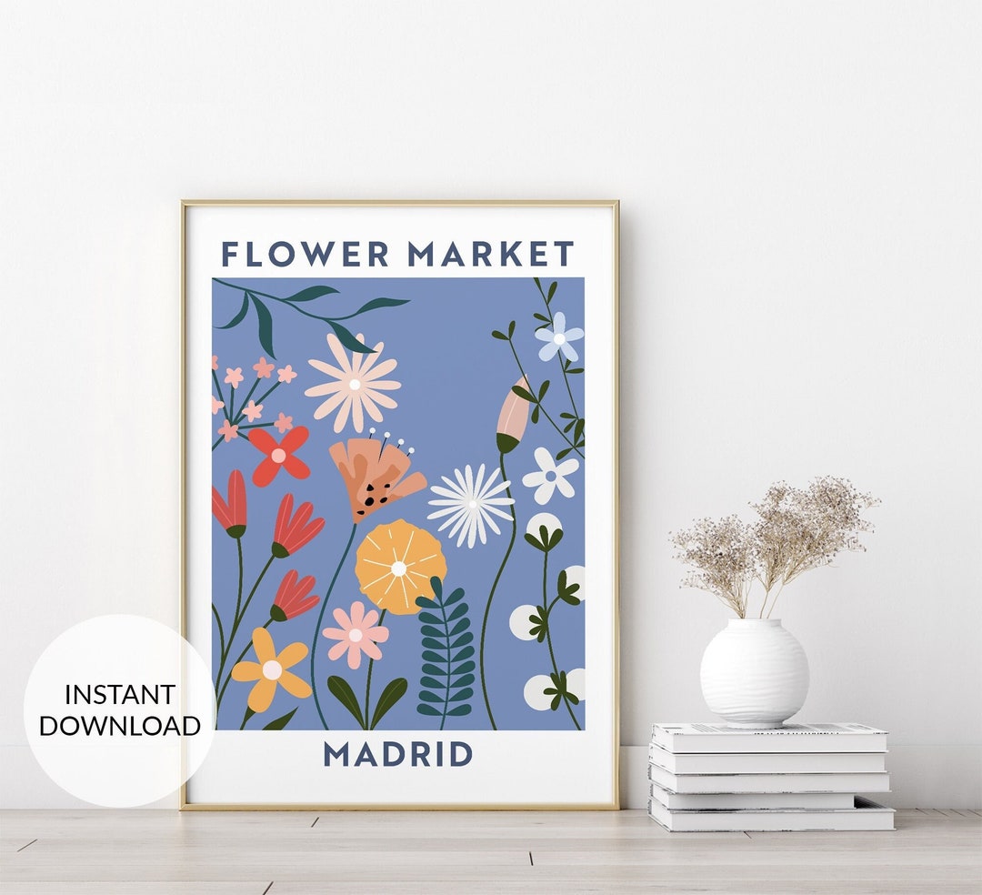 Madrid Flower Market Poster: Retro Floral Print, Boho Dorm Decor ...