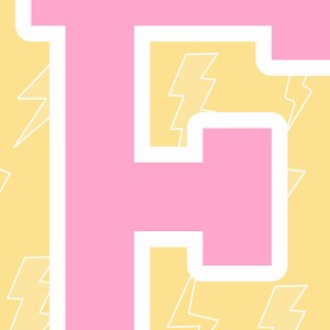 Custom Initial Print. Preppy Wall Art. Varsity Letter. Pastel Yellow ...