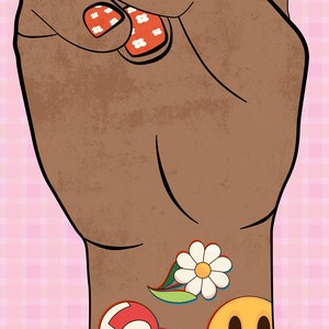 Retro Peace Sign Poster. Hand Sign. Line Art. Pink Peace Poster. Hands ...