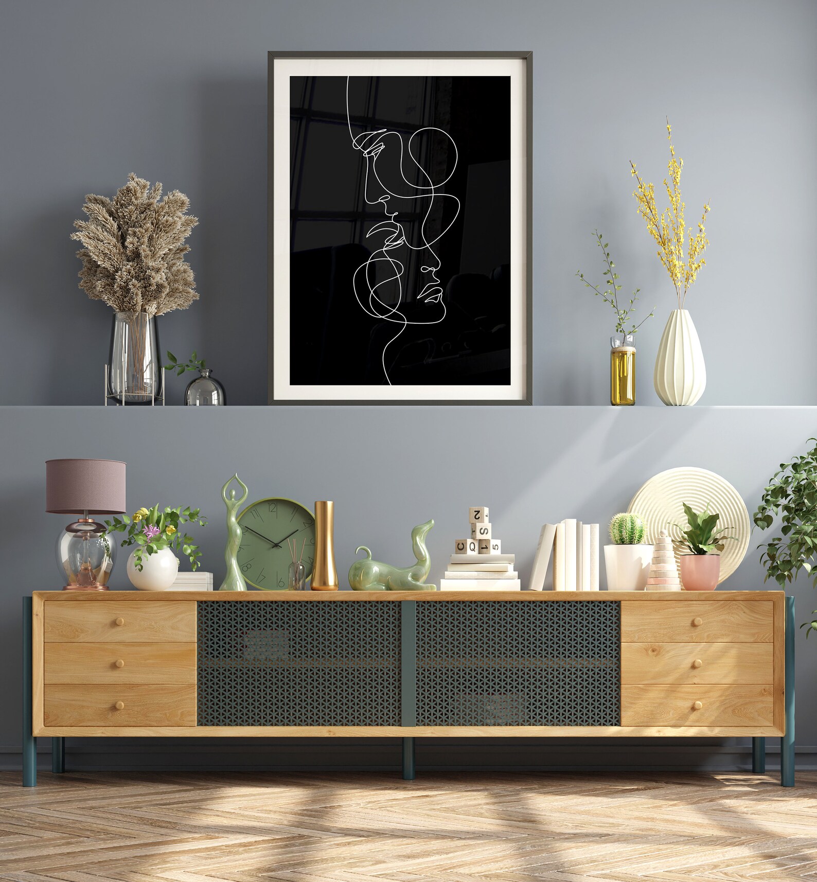 One Line Art. Black Couple Line Drawing. Face Line Art. - Etsy