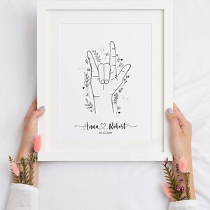 Personalized Gift. I Love You Hand Sign. Home Decor. Line Art. Asl Love ...