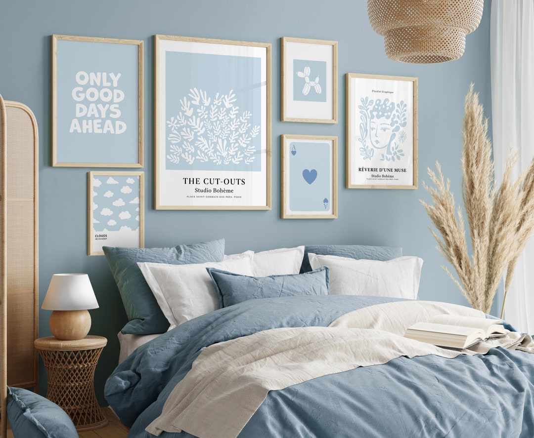 Abstract Pastel Blue Print Set: Trendy Gallery Wall Art (digital ...