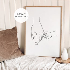 Mother and Baby Art. Hand Line Drawing. Holding Baby Hand Line Art ...