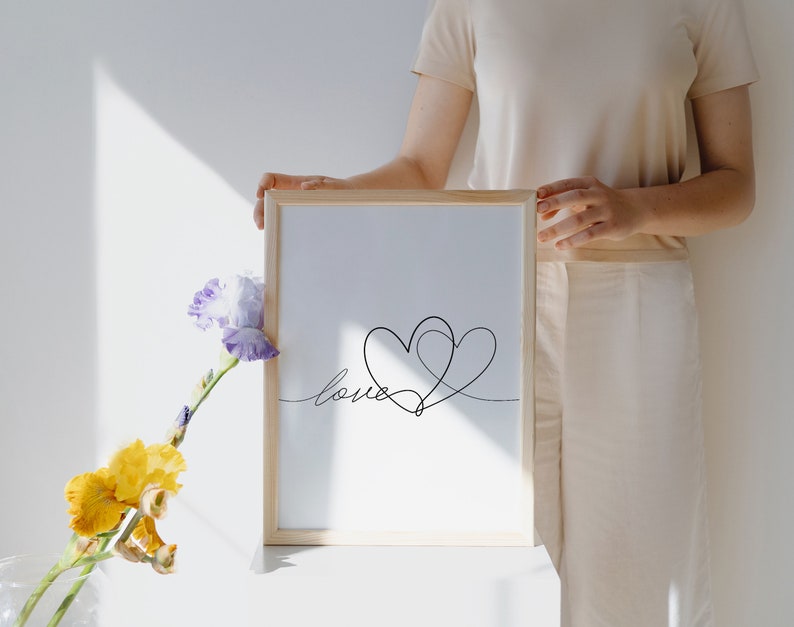 Heart Line Poster. Love One Line Print. Line Drawing Print. Romantic ...