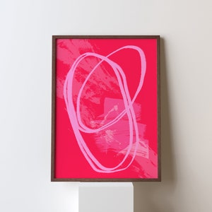 Pink and Red Wall Art. Modern Poster. Pink Home Decor. Abstract Pink ...