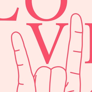 I Love You Sign Language Line Art, Love Hands Gesture, Pink Art, Line ...