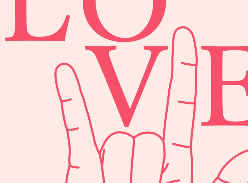 I Love You Sign Language Line Art Love Hands Gesture Pink - Etsy