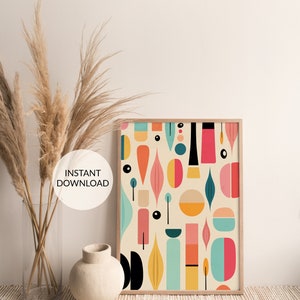 Mid-century Modern Art, Printable Poster, Colorful Wall Decor, Abstract ...