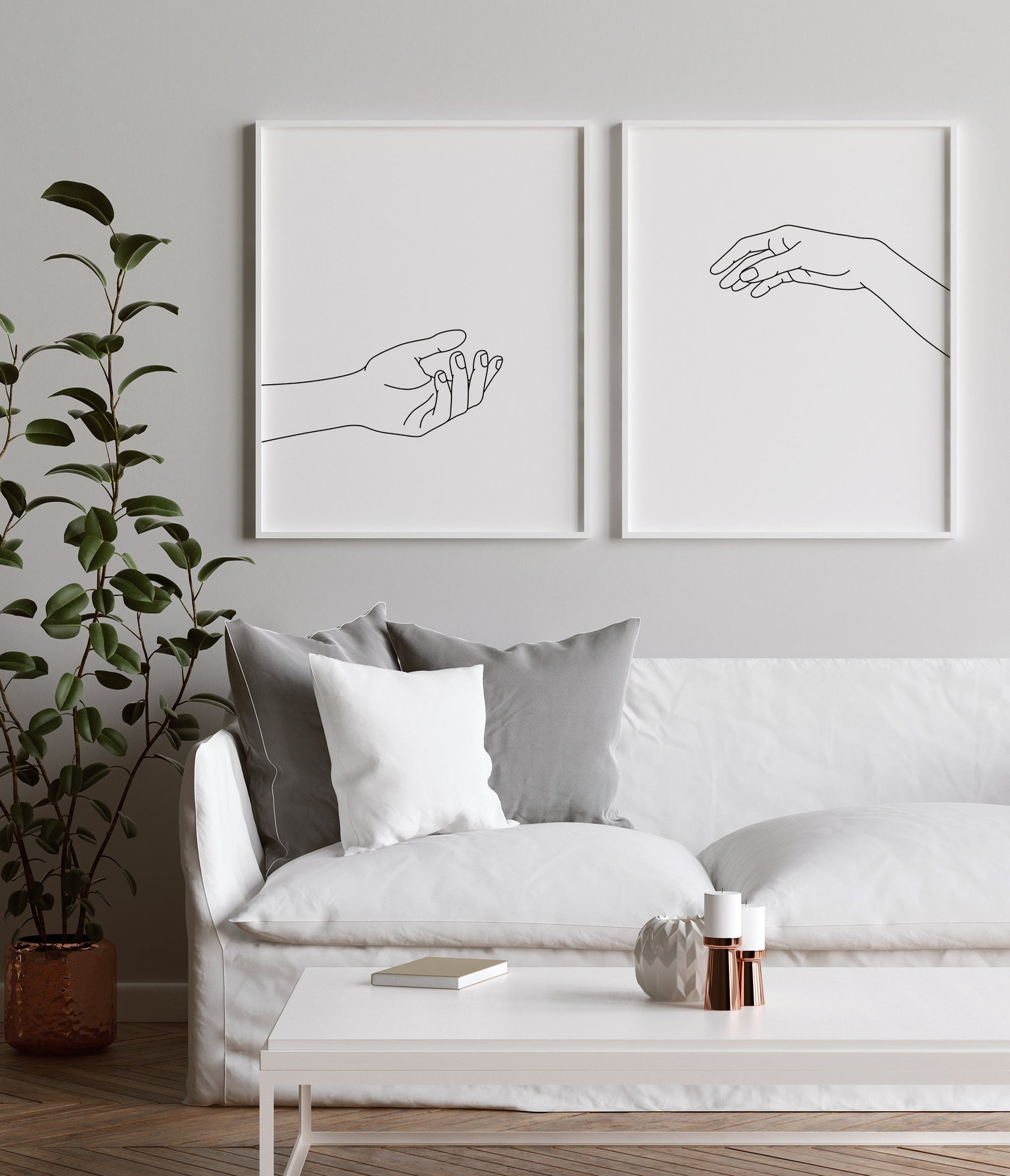 Set of 2 Hands Line Art Line Drawing Print Line Art Poster - Etsy