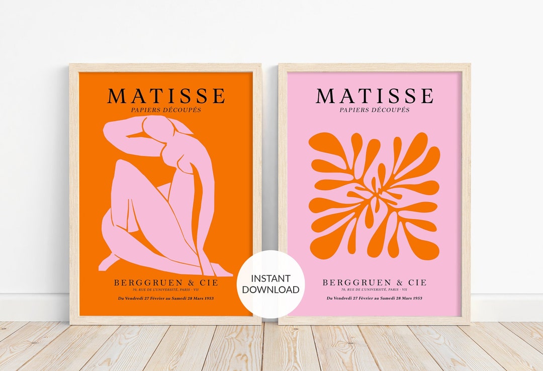 Set of 2, Matisse Wall Set. Matisse Poster. Pink Orange Art. Pink ...