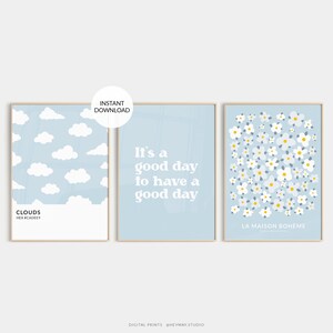 Set of 3, Blue It's a Good Day Poster. Danish Pastel Blue Dorm Room ...