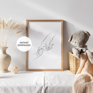 Mother and Baby Art. Hand Line Drawing. Holding Baby Hand Line - Etsy