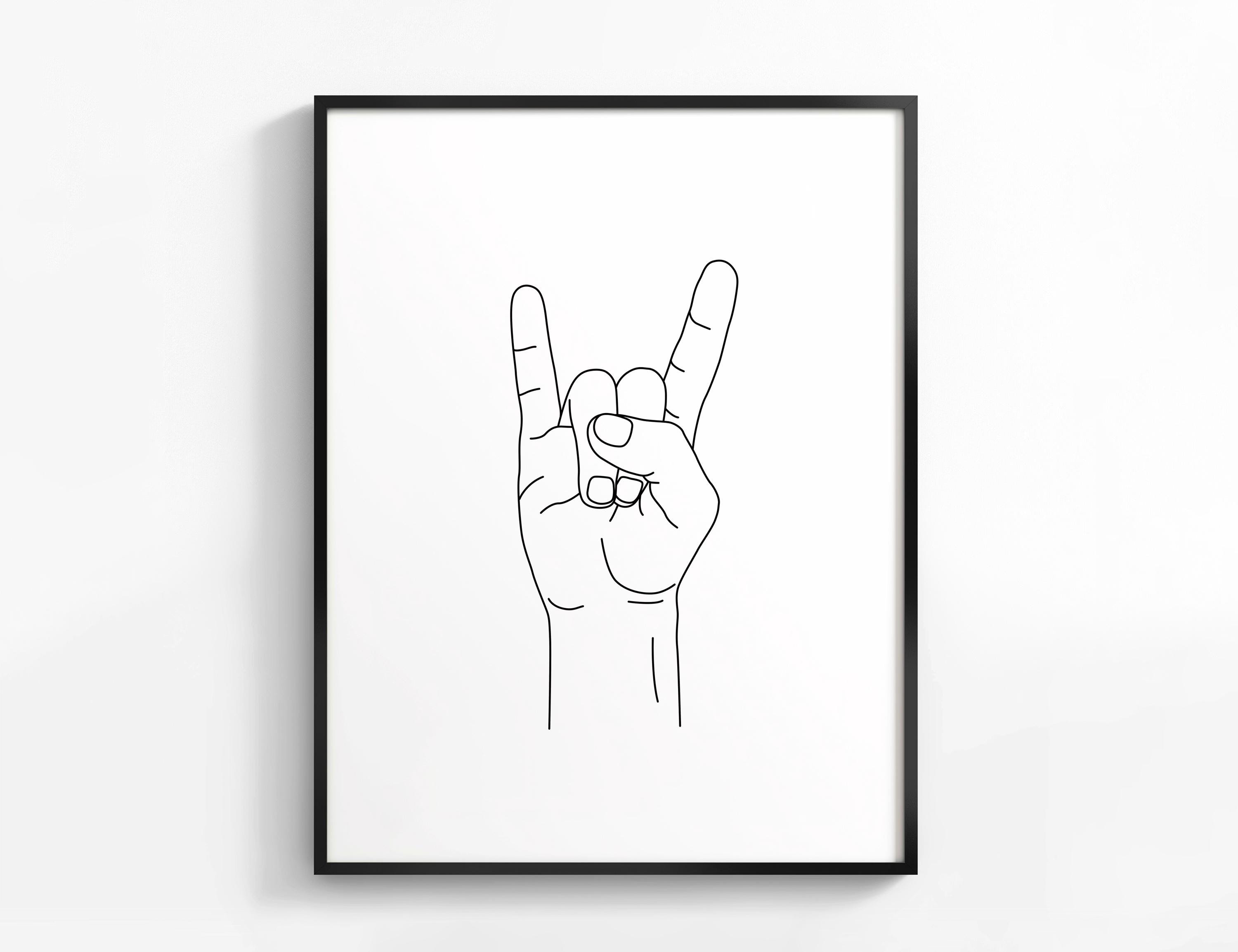 Rock Hand Sign Drawing