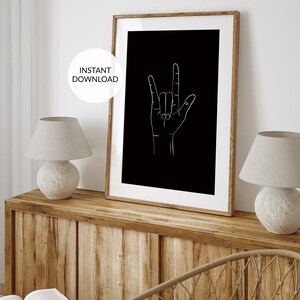 I Love You Sign Language Line Art. Love Hand Gesture. Black and White ...
