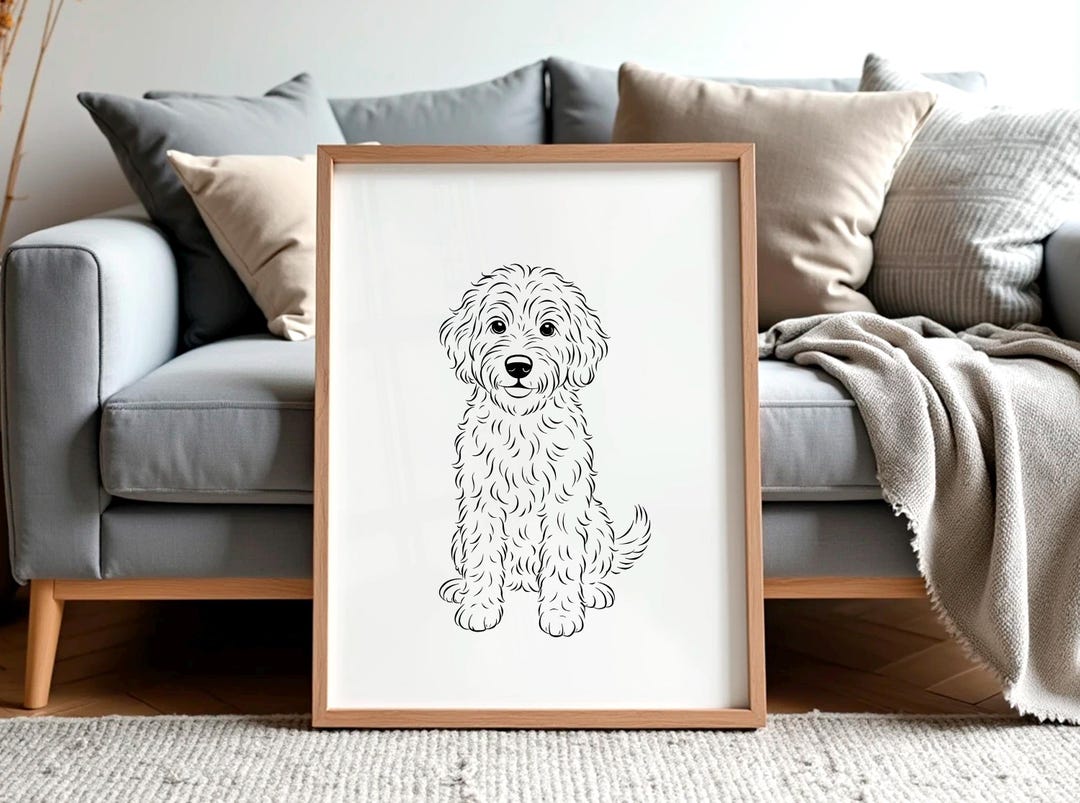 Doodle Dog Line Art Print: Minimalist Labradoodle, Goldendoodle ...