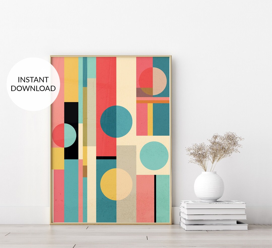 Mid-century Modern Art, Printable Poster, Colorful Wall Decor, Abstract ...