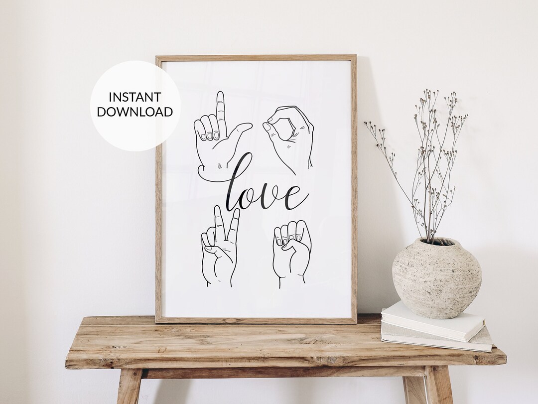 I Love You Sign Language Line Art Love Hands Gesture Black - Etsy