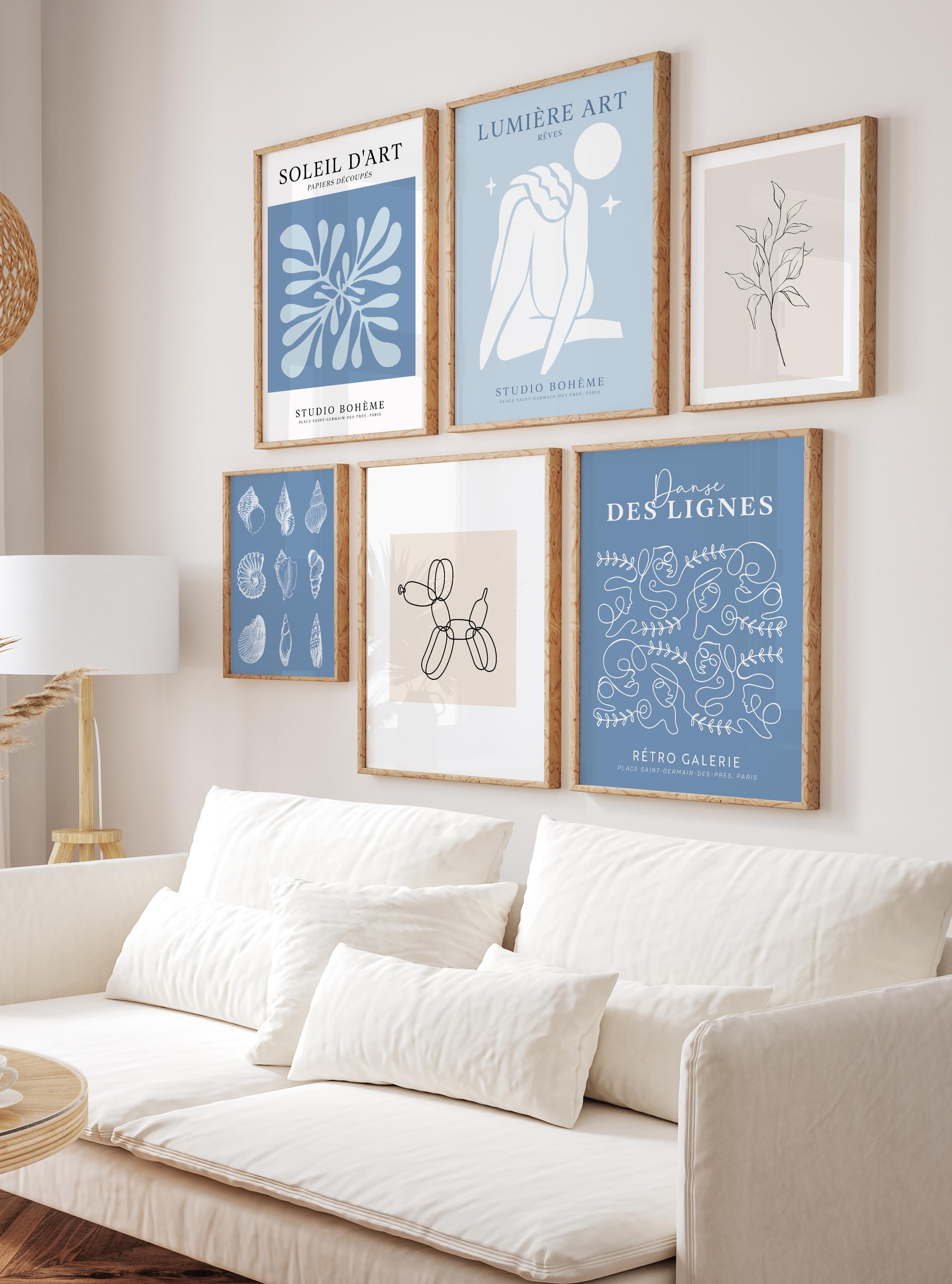 Trendy Blue Poster Set of 20 Prints, Abstract Gallery Wall Art, Blue ...