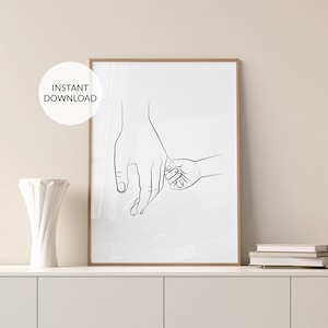 Mother and Baby Art. Hand Line Drawing. Holding Baby Hand Line Art ...