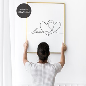 Heart Line Poster. Love One Line Print. Line Drawing Print. Romantic ...