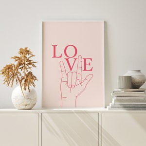 I Love You Sign Language Line Art, Love Hands Gesture, Pink Art, Line ...