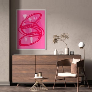 Pink and Red Wall Art. Modern Poster. Pink Home Decor. - Etsy