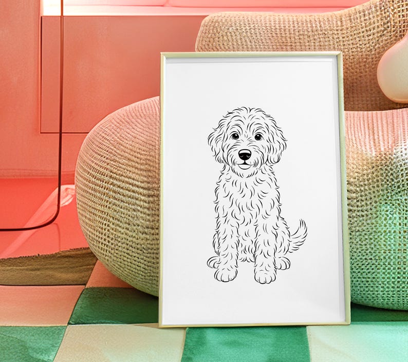 Doodle Dog Line Art Print: Minimalist Labradoodle, Goldendoodle ...