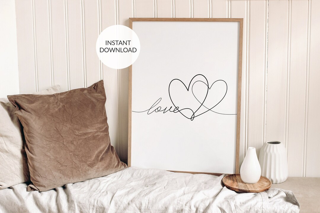 Heart Line Poster. Love One Line Print. Line Drawing Print. Romantic ...