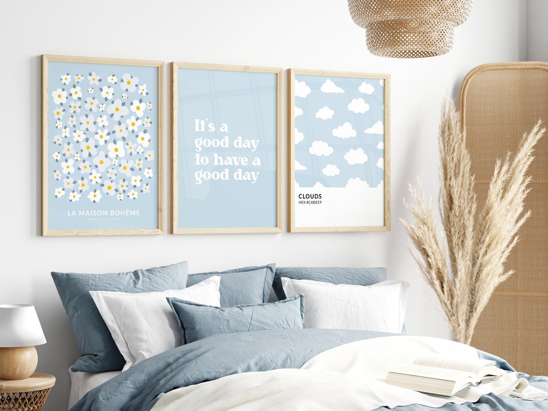 Set of 3, Blue It's a Good Day Poster. Danish Pastel Blue Dorm Room ...