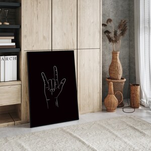 I Love You Sign Language Line Art. Love Hand Gesture. Black and White ...