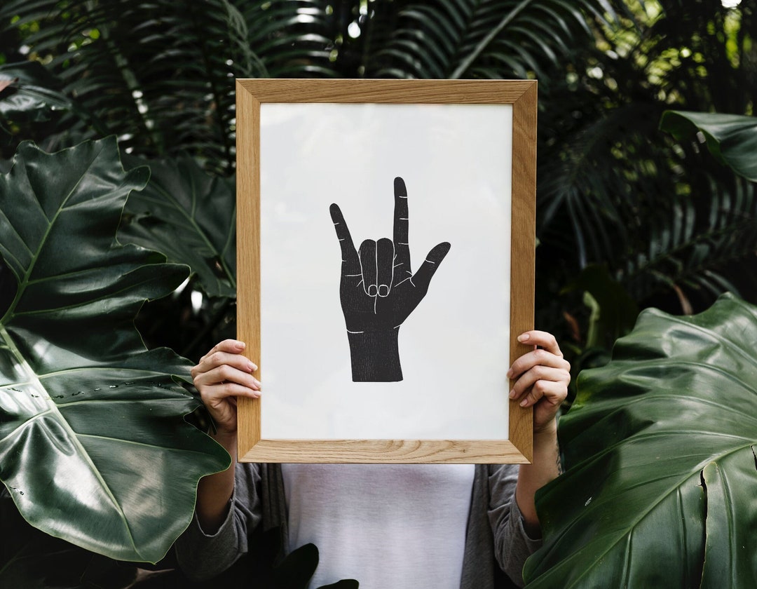 I Love You Sign Language Line Art, Love Hands Gesture, Line Drawing ...