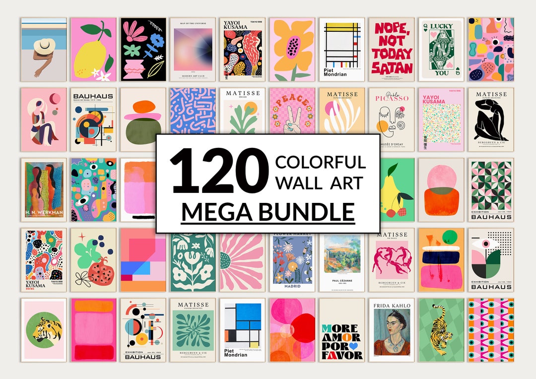 120 Colorful Wall Art BUNDLE. Eclectic Gallery Set. Colorful Gallery ...