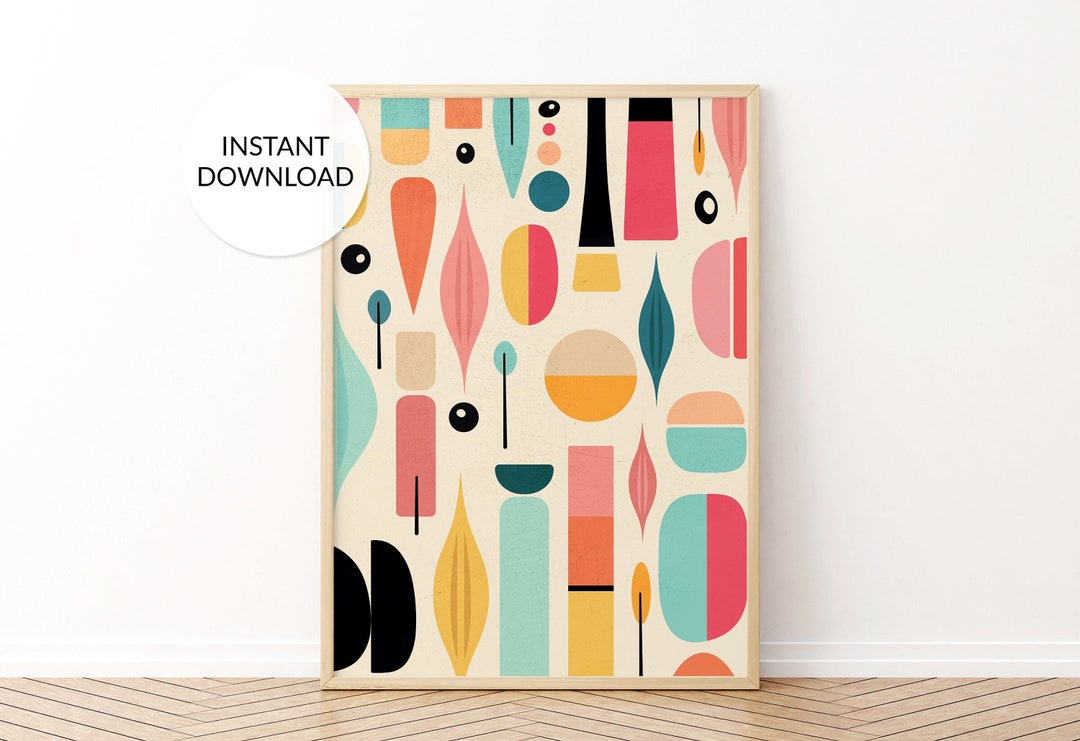 Mid-century Modern Art, Printable Poster, Colorful Wall Decor, Abstract ...