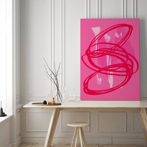 Pink and Red Wall Art. Modern Poster. Pink Home Decor. Abstract Pink ...