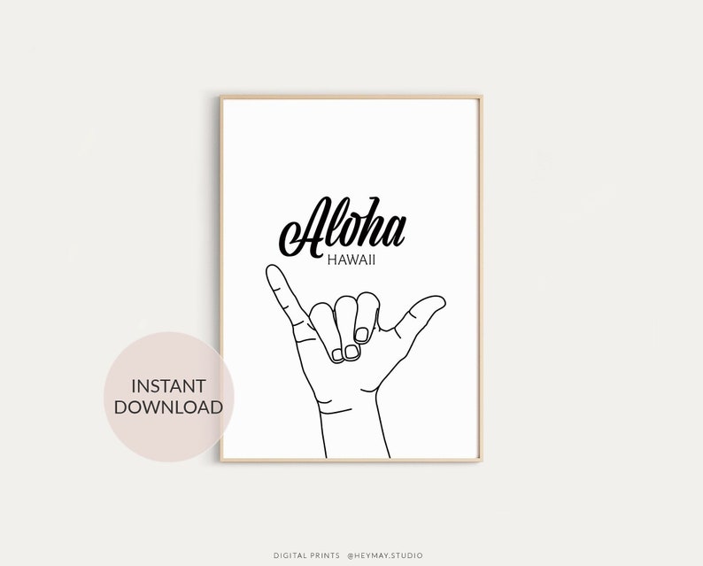 Hawaii Shaka Hand Line Drawing Print Shaka Sign Hands Line - Etsy