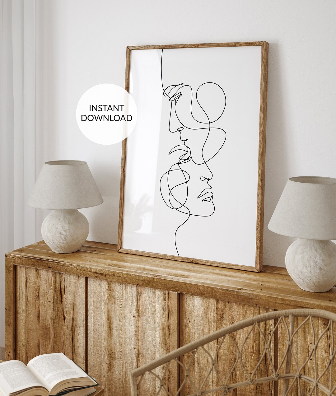 One Line Art. Couple Line Drawing. Face Line Art. Romantic Gift. Couple ...