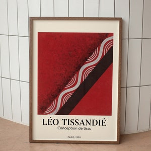 Red Poster. Fabric Design. Mid Century Modern. Red Room Decor. Vintage ...