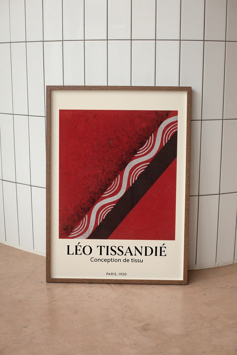 Red Poster. Fabric Design. Mid Century Modern. Red Room Decor. - Etsy