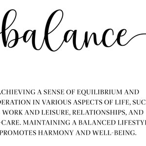 Set of 3 Balance Unity Mindfulness Definition Prints, Motivational ...