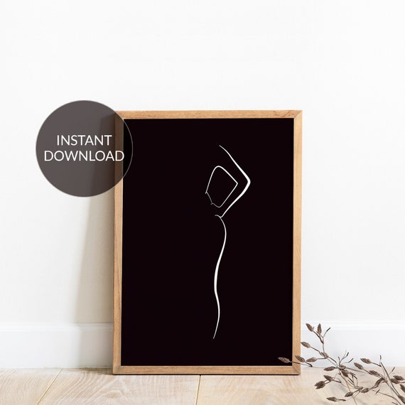 Black Body Line Art One Line Art Black Print Female Body - Etsy