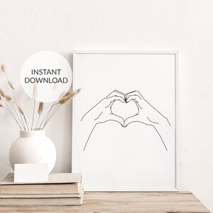 Hands Heart Line Art Line Drawing Print Line Art Holding - Etsy