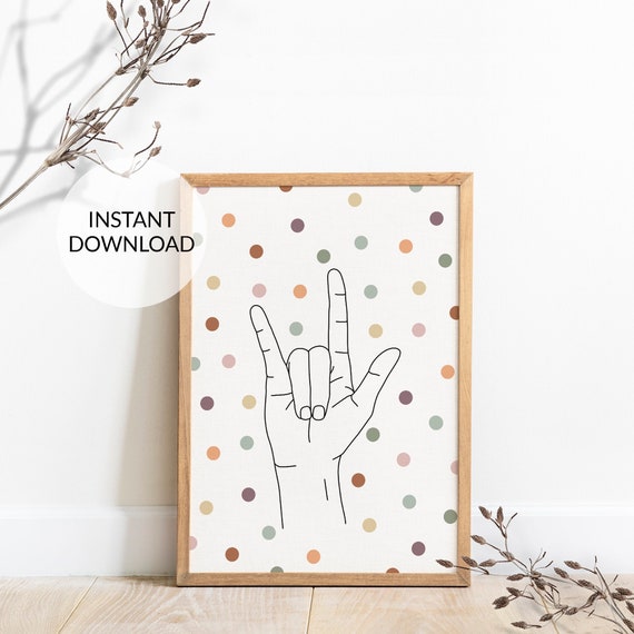I Love You Sign Language. Line Art. Love Hands Gesture. Boho - Etsy