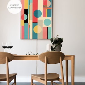 Mid-century Modern Art, Printable Poster, Colorful Wall Decor, Abstract ...