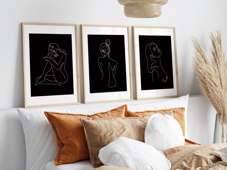 Set of 3 Black Body Line Art. Woman Line Art. Line Drawing - Etsy