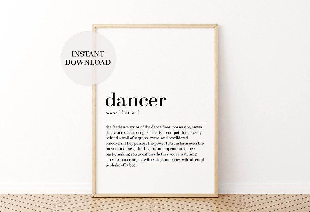 Dancer Definition Print. Dance Wall Decor. Minimalist Room Decor ...