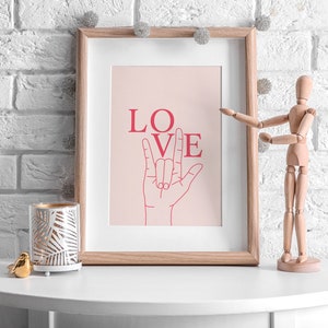 I Love You Sign Language Line Art, Love Hands Gesture, Pink Art, Line ...