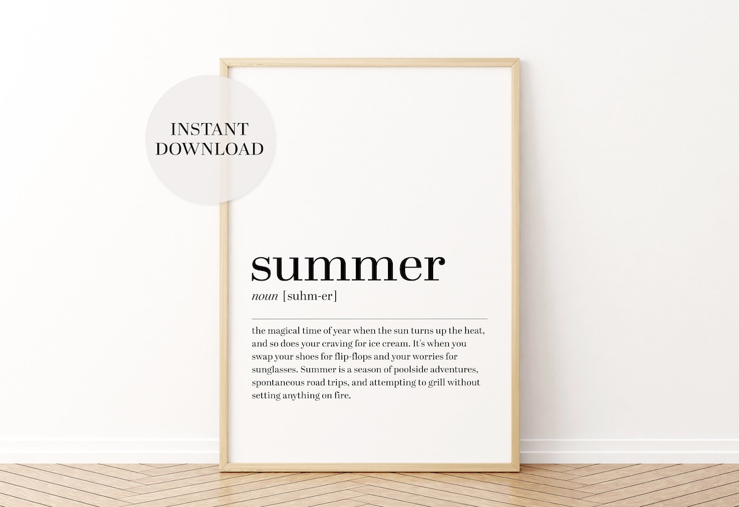 Summer Definition Print. Summer Wall Decor. Minimalist Room Decor ...